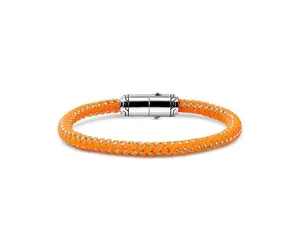 John Hardy Sterling Rubber, And Enamel Woven Bracelet - Silver