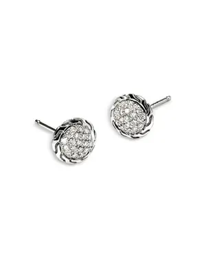 John Hardy Sterling Jh Essentials Diamond Stud Earrings - Silver