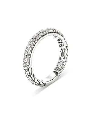John Hardy Sterling Diamond Band Ring - Silver