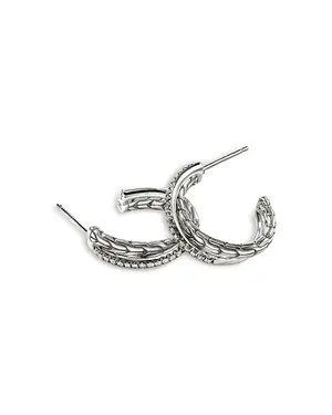 John Hardy Sterling Diamond Pave Crossover Earrings - Silver