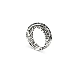 John Hardy Sterling Silver Black Sapphire Pave Crossover Ring - Black/silver