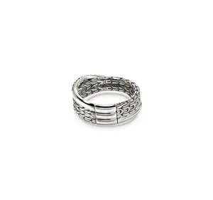 John Hardy Sterling Silver Black Sapphire Pave Crossover Ring - Black/silver
