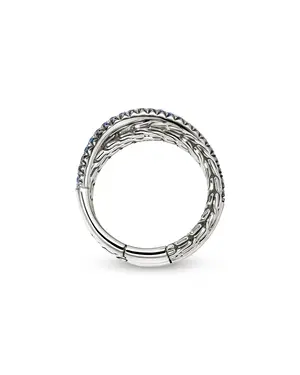 John Hardy Essentials Blue Sapphire Pave Crossover Ring - Silver