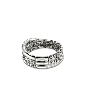 John Hardy Essentials Blue Sapphire Pave Crossover Ring - Silver