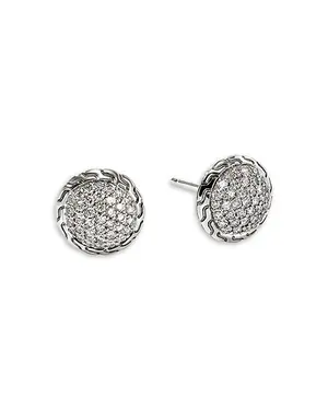 John Hardy Jh Essentials Diamond Pave Stud Earrings - Silver