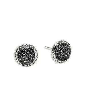John Hardy Sterling Silver Sapphire Stud Earrings - Black/silver