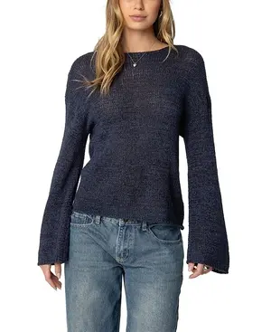 EDIKTED Drop Shoulder Light Knit Sweater - Navy