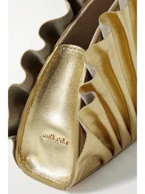 Cult Gaia Nala Ruched Leather Clutch - Gold