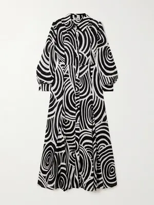 Rixo Maddison Printed Voile Midi Shirt Dress