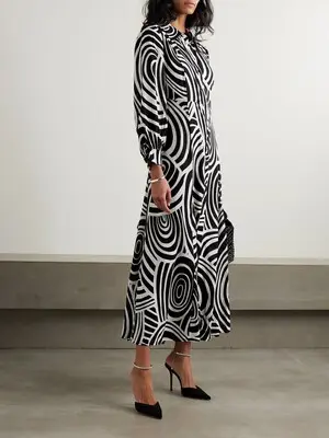Rixo Maddison Printed Voile Midi Shirt Dress