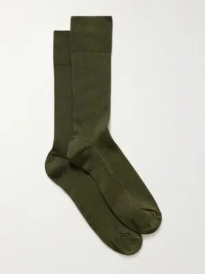 CDLP Set Of Six Ribbed Cotton-blend Socks