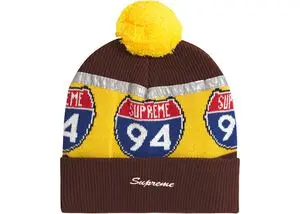 Supreme Interstate Reflective Beanie - Brown