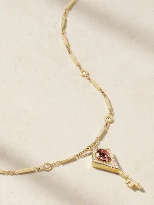 Jacquie Aiche 14-karat Diamond And Tourmaline Necklace - Gold