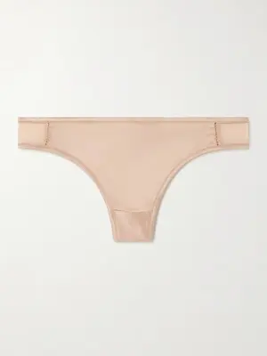 ERES Splendide Tulle-trimmed Silk-satin Thong Pink