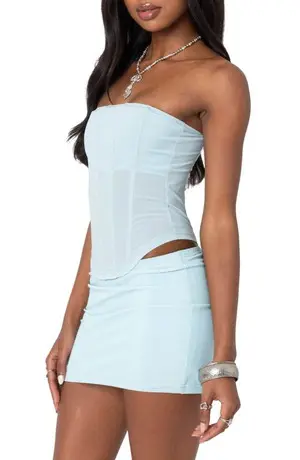 EDIKTED Vega Strapless Mesh Corset Top