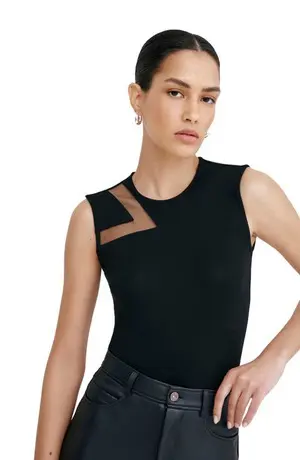 MARCELLA Emma Mesh Cutout Sleeveless Bodysuit