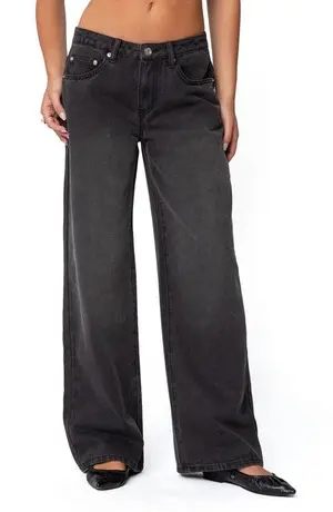 EDIKTED 1980 Patch Wide Leg Jeans