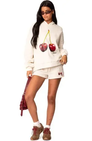 EDIKTED Mon Cheri Cotton Blend Hoodie - Cream