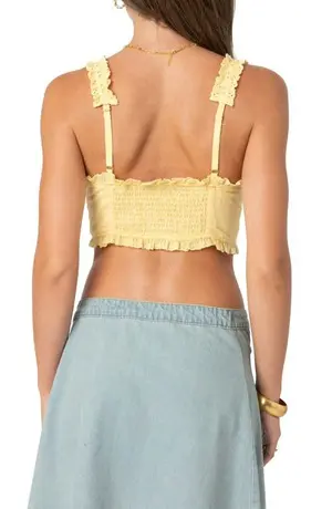 EDIKTED Eyelet Ruffle Crop Top