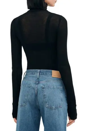 MARCELLA Eloise Semisheer Jersey Turtleneck Top