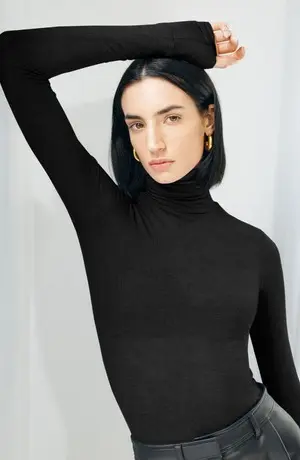MARCELLA Eloise Semisheer Jersey Turtleneck Top