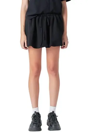 GREY LAB Bubble Hem Scuba Knit Drawstring Mini Skirt - Black