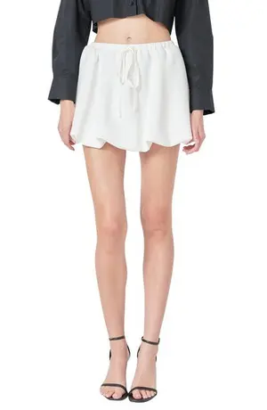 GREY LAB Bubble Hem Scuba Knit Drawstring Mini Skirt
