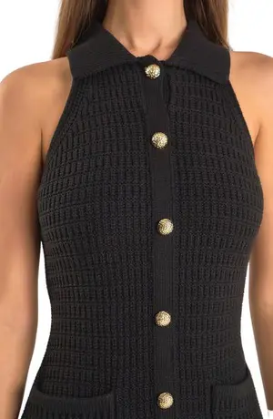 Endless Rose Sleeveless Sweater Dress - Black