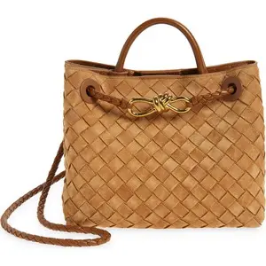 Bottega Veneta Small Andiamo Intrecciato Shoulder Bag Amber