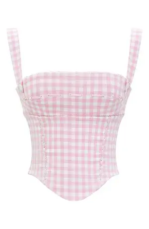 House Of Cb Lottie Gingham Corset Top - Rose Shadow