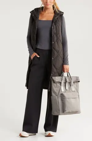Zella Long Hooded Puffer Vest