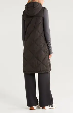 Zella Long Hooded Puffer Vest