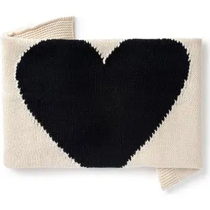 DOMANI HOME Heart Knit Baby Blanket - Black/ Natural