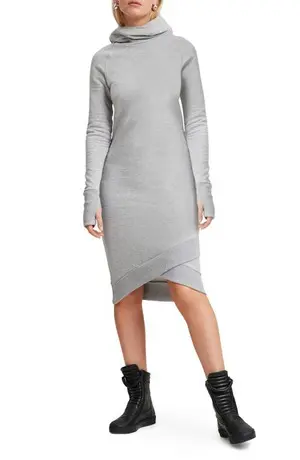 MARCELLA Walker Long Sleeve Hooded Sweatshirt Dress - Melange Grey