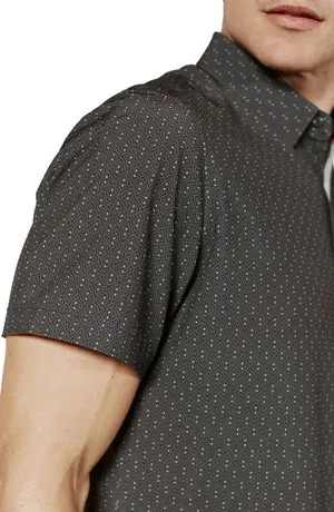 7 Diamonds Altea Short Sleeve Performance Button-up Shirt - Charcoal
