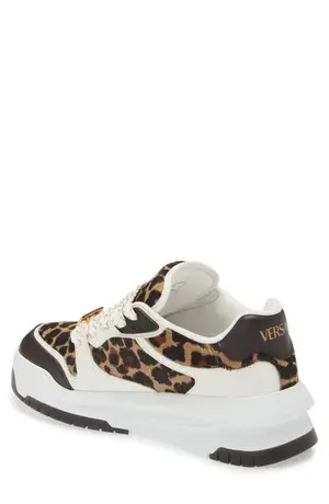 Versace Odissea Leopard Print Calf Hair Sneakers