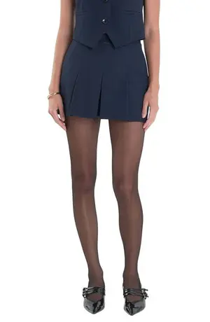 English Factory Pleated Twill Skort - Navy