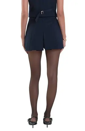English Factory Pleated Twill Skort - Navy