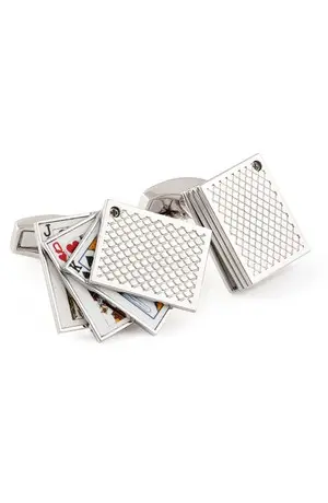 Tateossian Playing Cards Cuff Links Metallic Silver