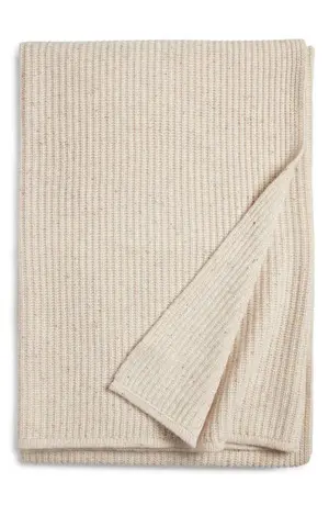 Nordstrom Rib Wool & Cashmere Throw Blanket - Beige Oatmeal