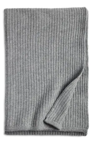 Nordstrom Rib Wool & Cashmere Throw Blanket Grey Dove Heather