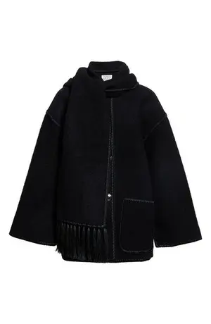 TOTEME Chain Stitch Wool Blend Scarf Jacket - Black