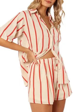 PETAL & PUP Myles Cotton Button-up Shirt & Shorts Set