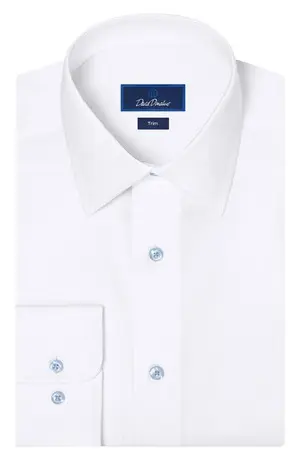 DAVID DONAHUE Trim Fit Solid Cotton Dress Shirt