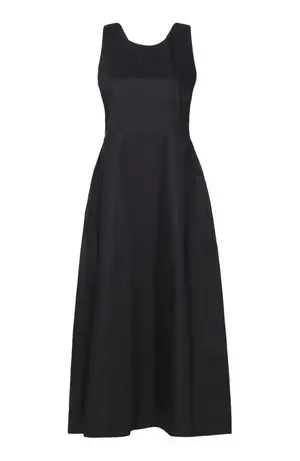 REISTOR Cross-back Midi Dress In Organic Cotton - Black