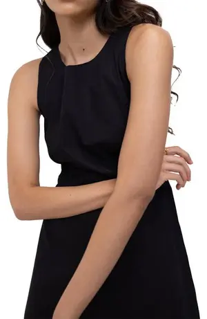 REISTOR Cross-back Midi Dress In Organic Cotton - Black