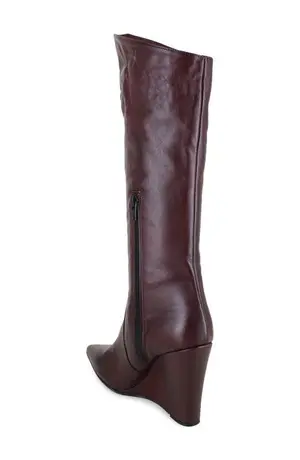 ZIGI Karlin Leather Wedge Boots - Wine Leather