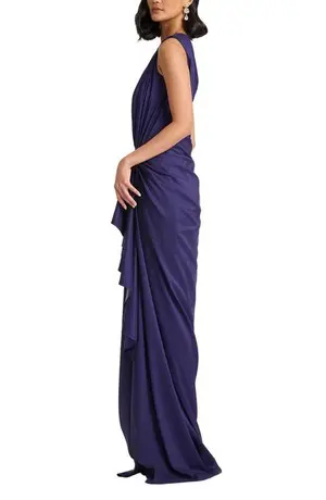 Tadashi Shoji One-shoulder Ruffle Gown - Horizon