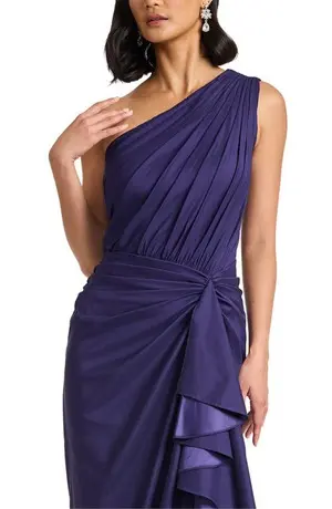 Tadashi Shoji One-shoulder Ruffle Gown - Horizon