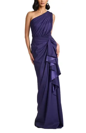 Tadashi Shoji One-shoulder Ruffle Gown - Horizon